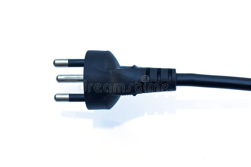 Black Electrical Connector Plug with Cord on a White Stock Photo ...