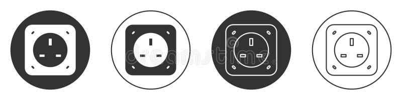 Black Electrical Outlet Icon Isolated on White Background. Power Socket ...