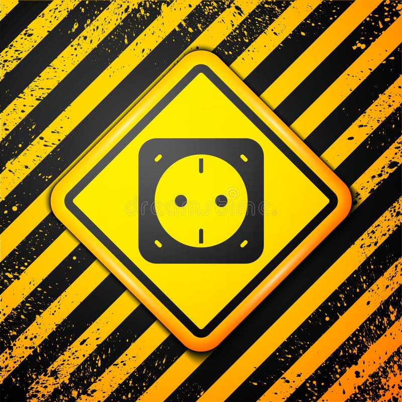 Black Electrical Outlet Icon Isolated on Yellow Background. Power ...