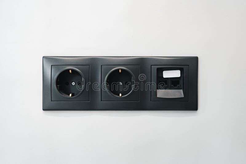 Black Electrical Outlet Socket on a Room Wall Close Up Stock Image ...