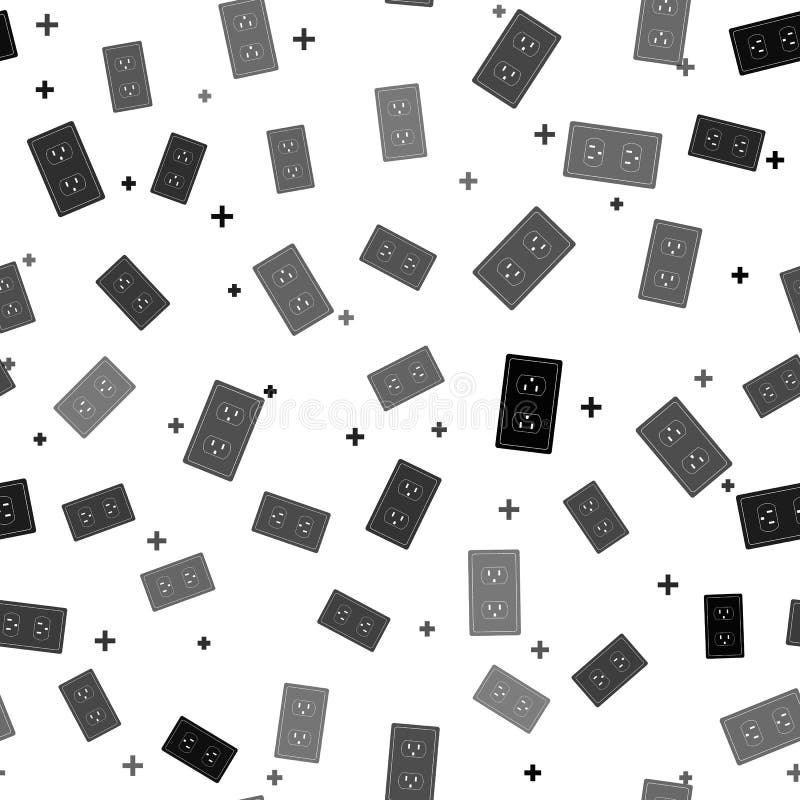 Black Electrical Outlet in the USA Icon Isolated Seamless Pattern on ...