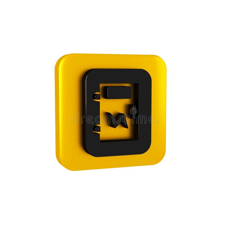Black Electrical Panel Icon Isolated on Transparent Background. Yellow ...