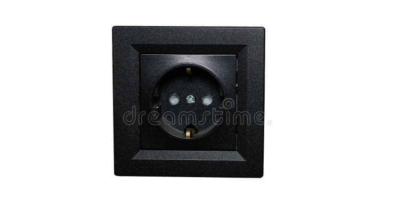 Black Electrical Socket Isolated on White Background, Square Black ...