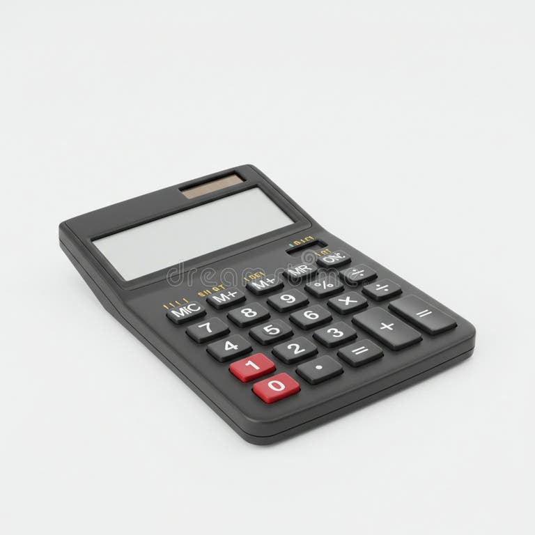 Black Electronic Calculator with a Rectangular Shape and a Slightly ...
