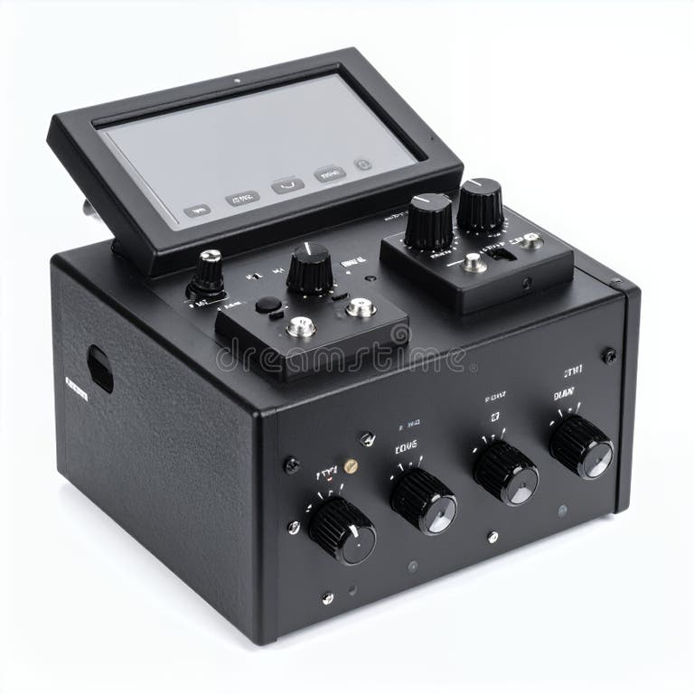 Black Electronic Device with Knobs and Display for Operation Control on ...