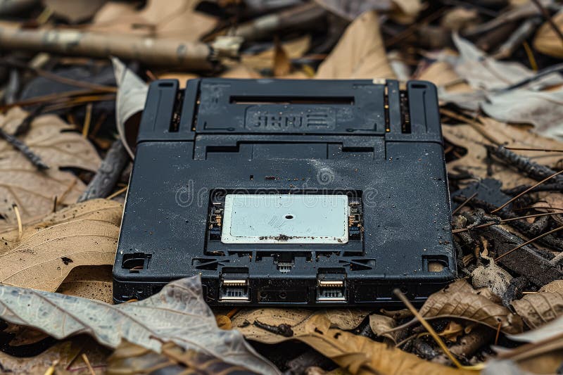A Black Electronic Device is Laying on the Ground Covered in Leaves ...