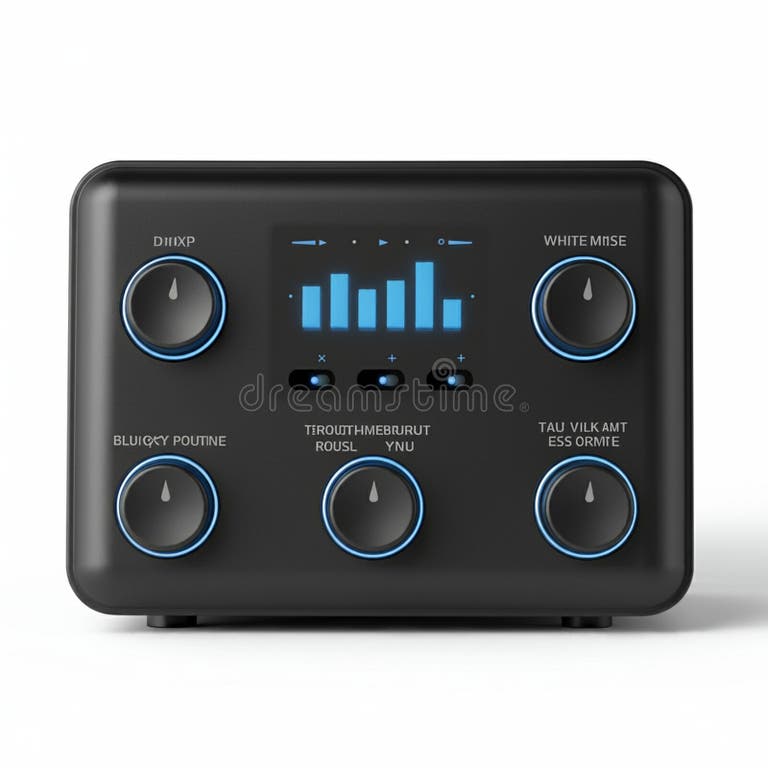 Black Electronic Device with a Rectangular Shape, Featuring Five Knobs ...