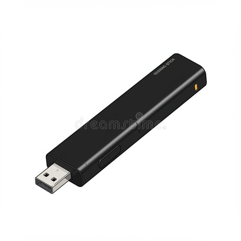Black Electronic Dongle with an Elongated Rectangular Shape, Featuring ...
