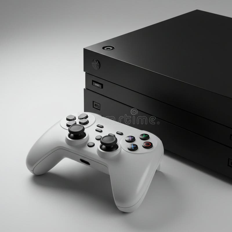 A Black Electronic Gaming Console is Shown, Featuring a Sleek ...