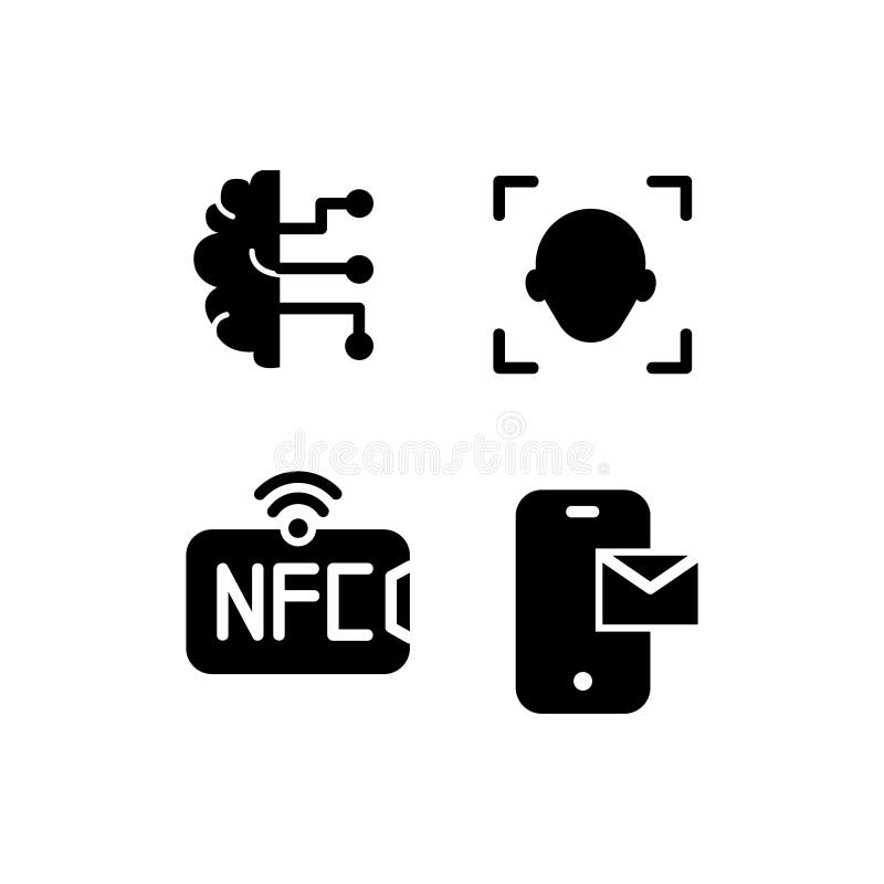 Black Electronic Icon Design Collection Isolated Stock Vector ...