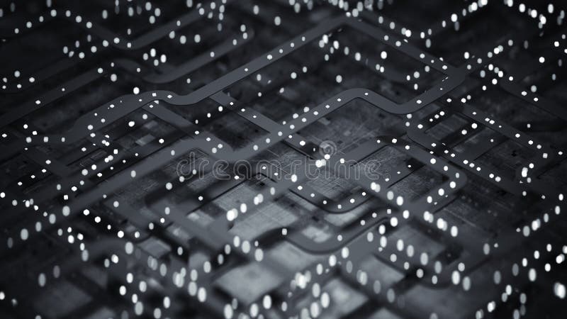 Black Electronics Technology Scheme 3D Rendering Stock Illustration ...