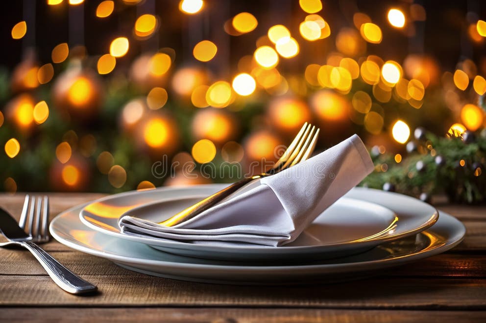 Black Elegance a Stunning Empty Table Setting with Bokeh for a ...