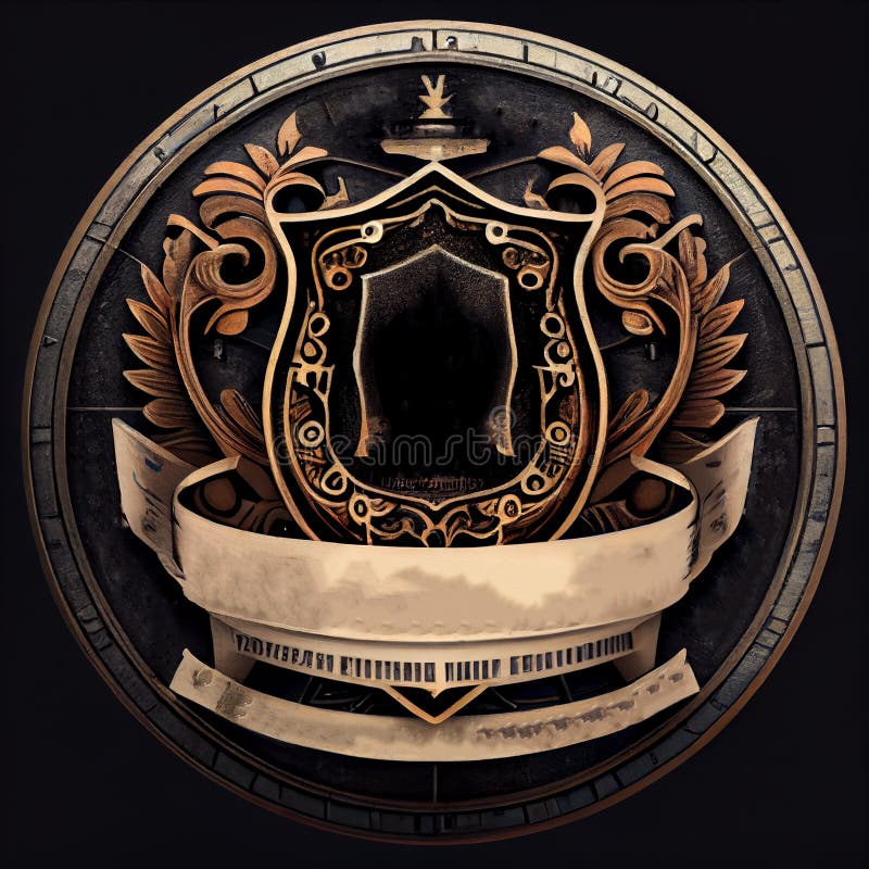 Black Emblem with Abstract Logo. Generative AI Stock Illustration ...