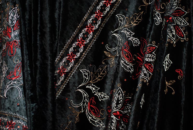 Black embroidered velvet stock photo. Image of floral - 34570162