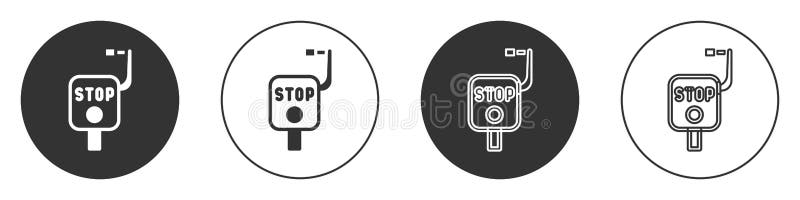Black Emergency Brake Icon Isolated on White Background. Circle Button ...