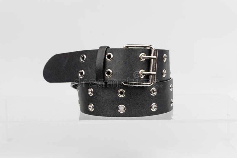 Black Emo Punk Metal Studded Double Pin Hole Belt Stock Image - Image ...