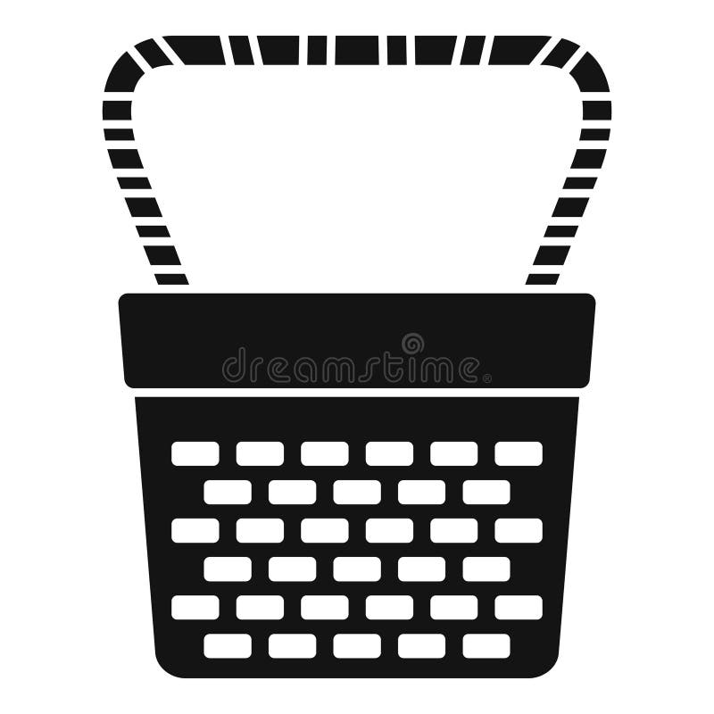 Black Empty Basket with Handle for Grocery Shopping Stock Illustration ...