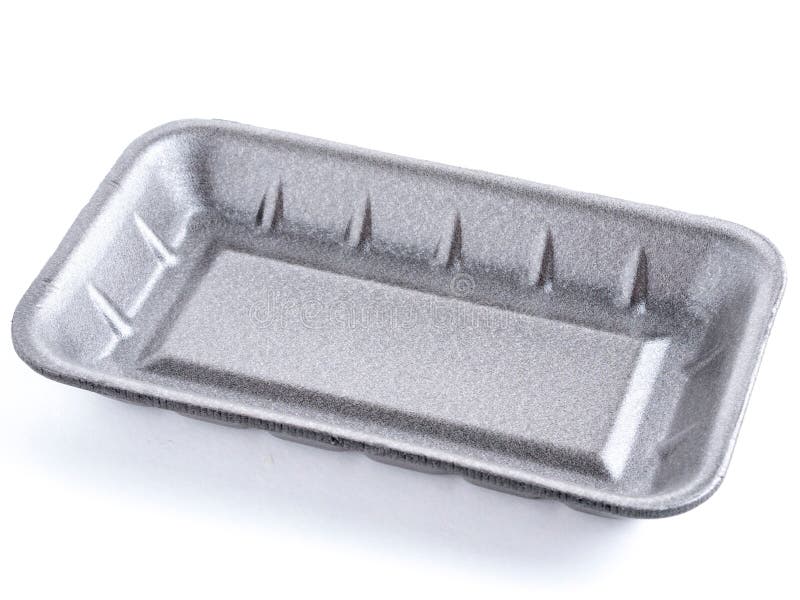 Black Empty Food Tray. Isolated on White Stock Photo - Image of package ...