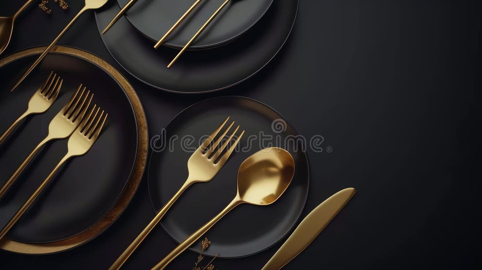 Golden Silverware stock illustration. Illustration of event - 329224261