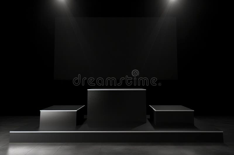Black Empty Platform, Pedestal Template. Generative AI Stock ...