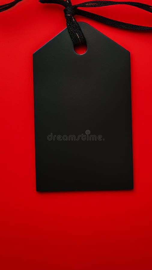 Black Empty Price Tag on Red Background. Black Friday Concept, Template ...