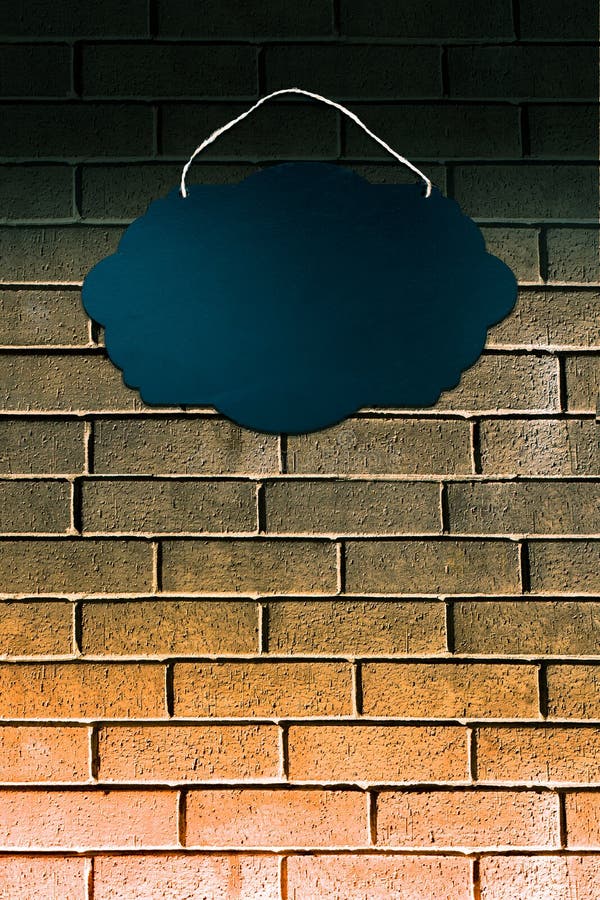 Black Empty Sign Board on Brick Background Stock Image - Image of light ...