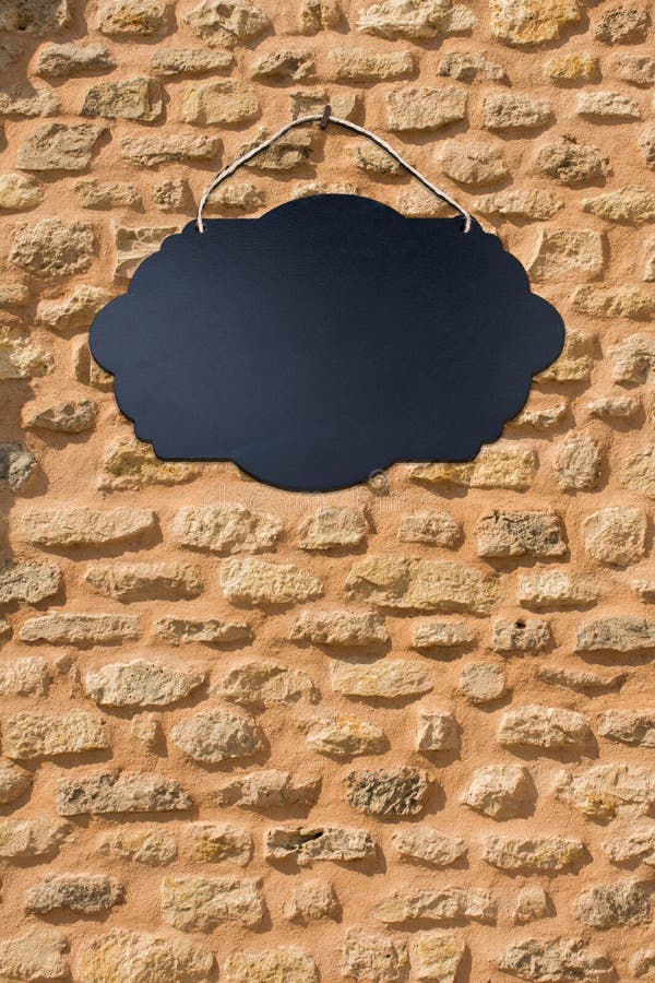 Black Empty Sign Board on Stone Background Stock Image - Image of ...
