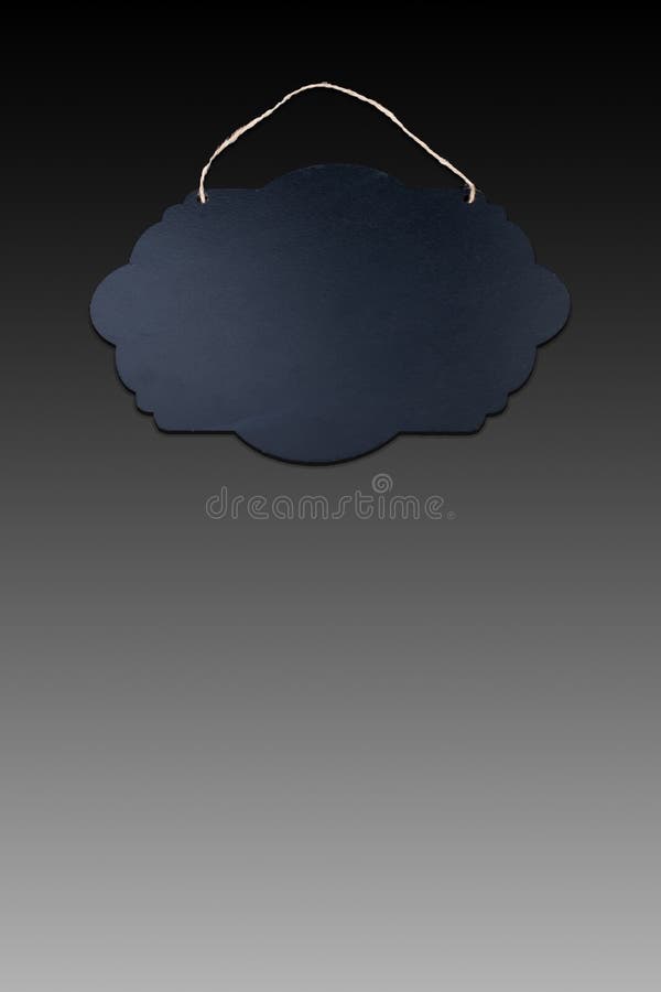 Black Empty Sign Board with String for Hanging Stock Photo - Image of ...