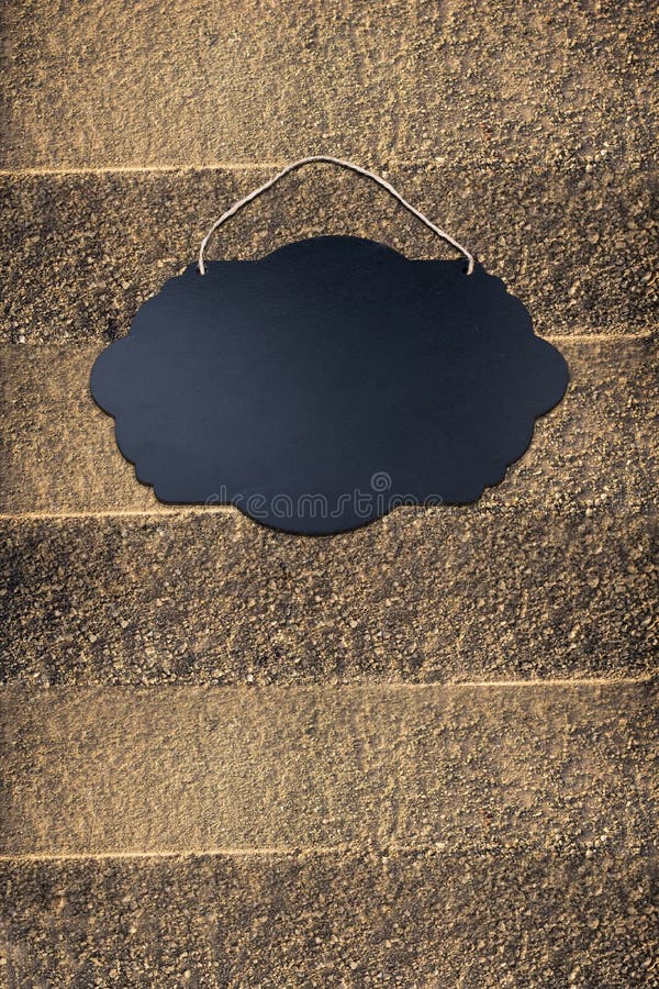 Black Empty Sign Board with String for Hanging Stock Image - Image of ...