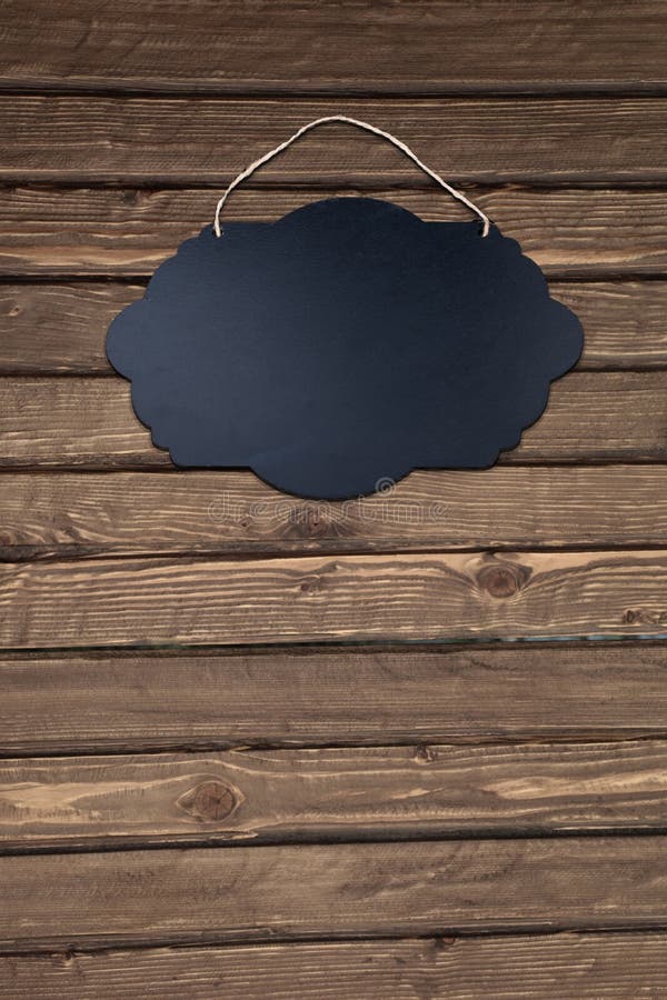 Black Empty Sign Board on Wooden Background Stock Image - Image of ...