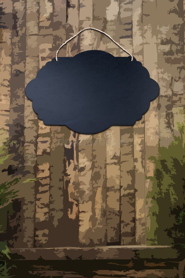 Black Empty Sign Board on Wooden Background Stock Illustration ...