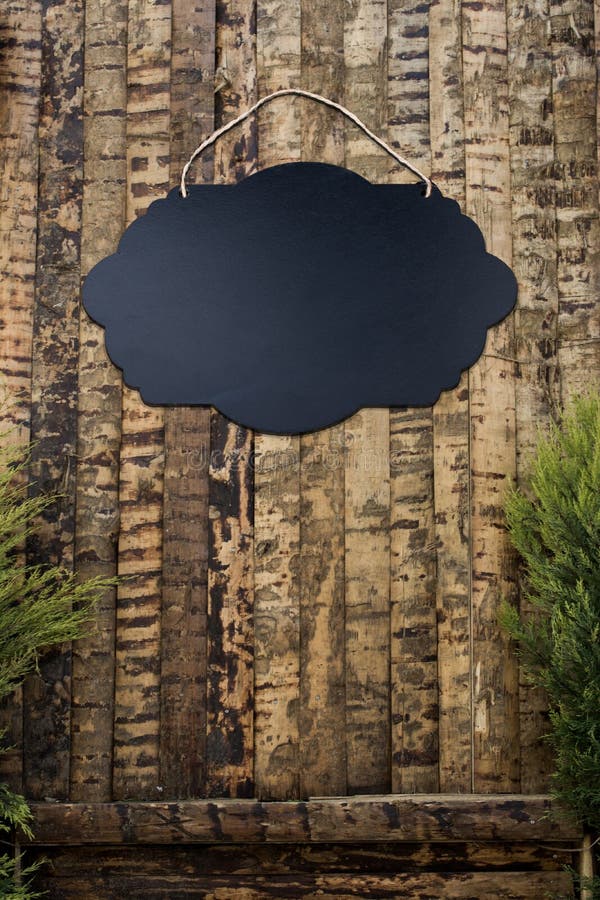 Black Empty Sign Board on Wooden Background Stock Image - Image of ...
