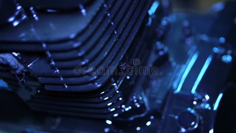 Black Engine from Custom Motorbike in the Garage Stock Video - Video of ...