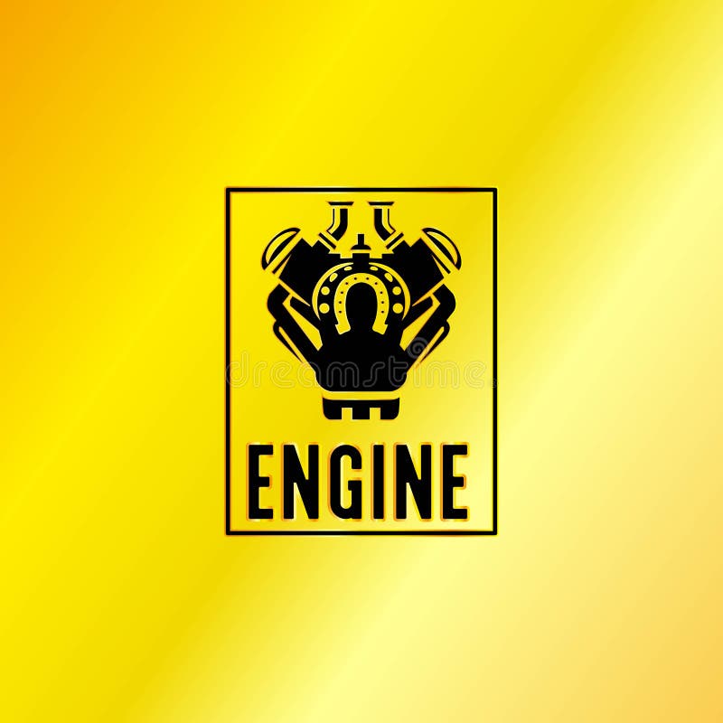 Black Engine Emblem with Golden Background Stock Vector - Illustration ...