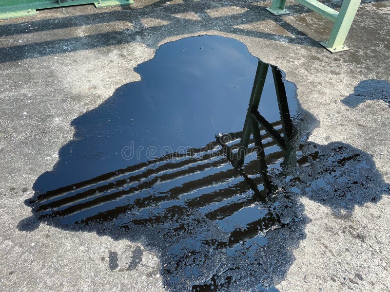 Black Engine Oil on Concrete Surface Stock Photo - Image of unsanitary ...