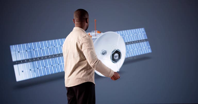 Black Engineer Develops Satellite Model Stock Photo - Image of engineer ...