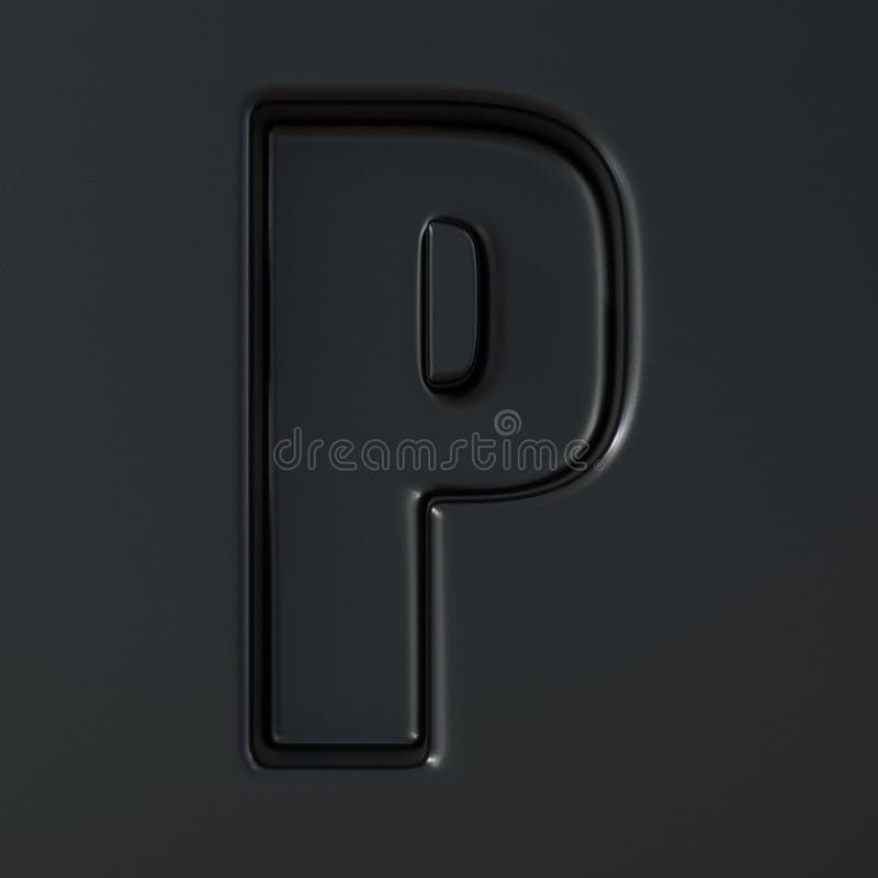 Black Engraved Font Letter P 3D Stock Illustration - Illustration of ...