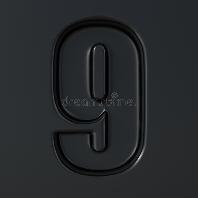 Black Engraved Font Number 9 NINE 3D Stock Illustration - Illustration ...