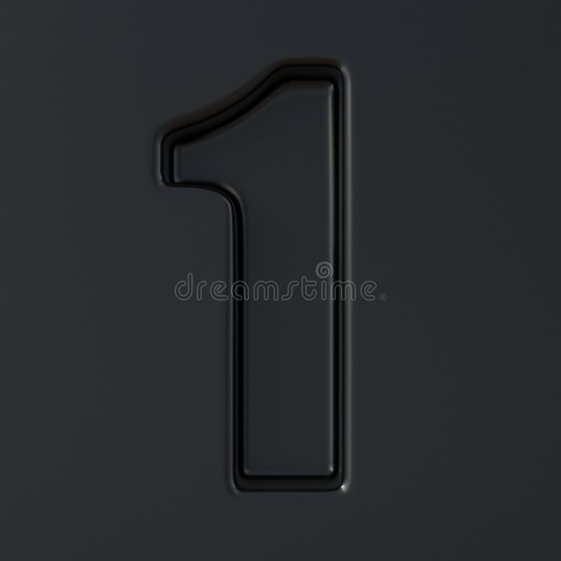 Black Engraved Font Number 1 ONE 3D Stock Illustration - Illustration ...