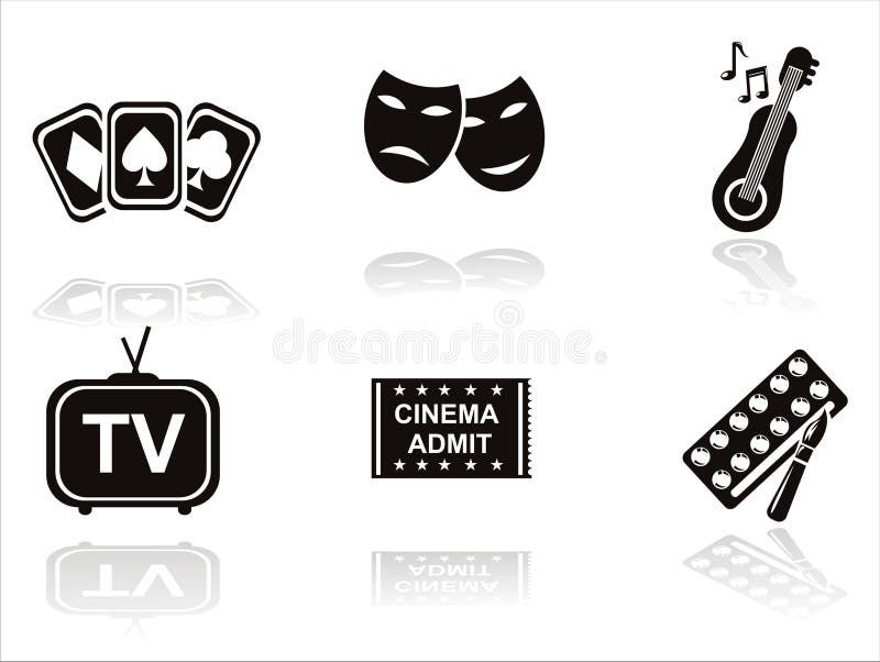 Black Entertainment Icons stock vector. Illustration of isolated - 5461187