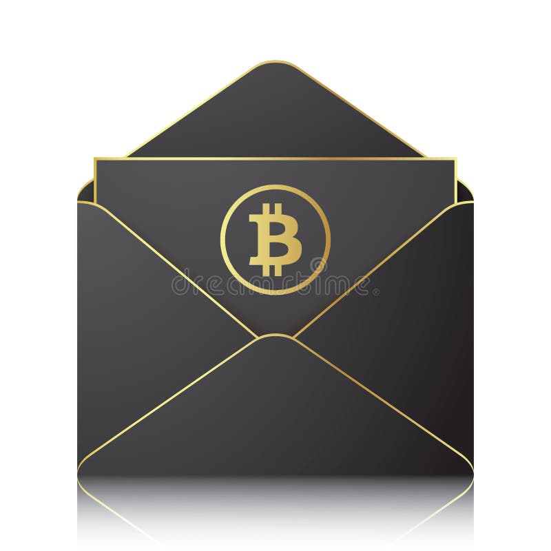 Black Envelope with Bitocin Sign. Stock Vector - Illustration of ...