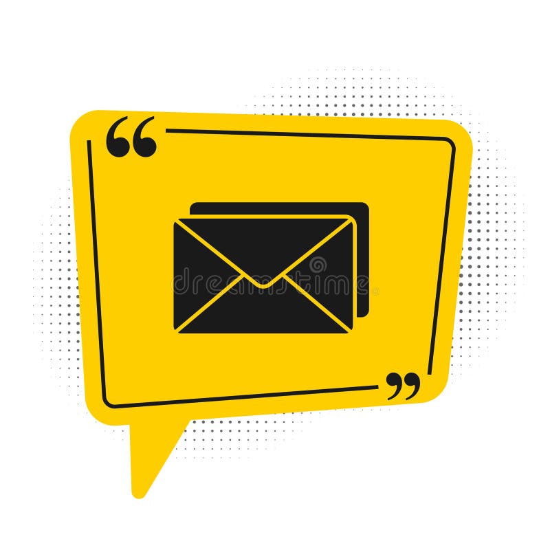 Black Envelope Icon Isolated on White Background. Email Message Letter ...