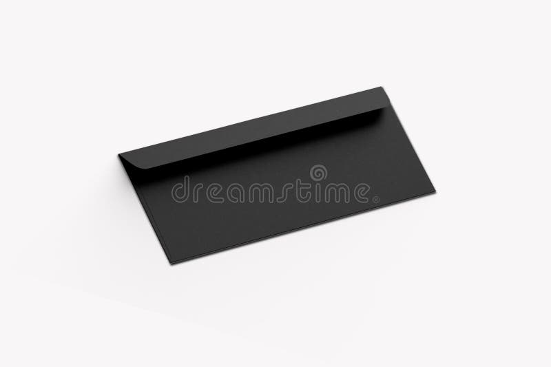 Black Envelope Front and Back View Isolated on White Background. Stock ...