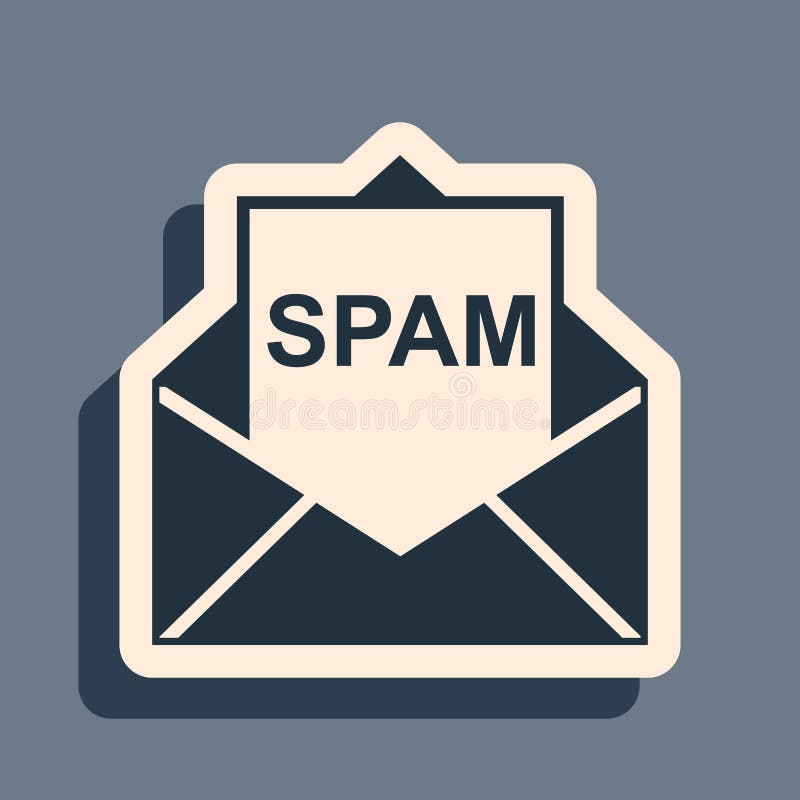 Black Envelope with Spam Icon Isolated on Grey Background. Concept of ...