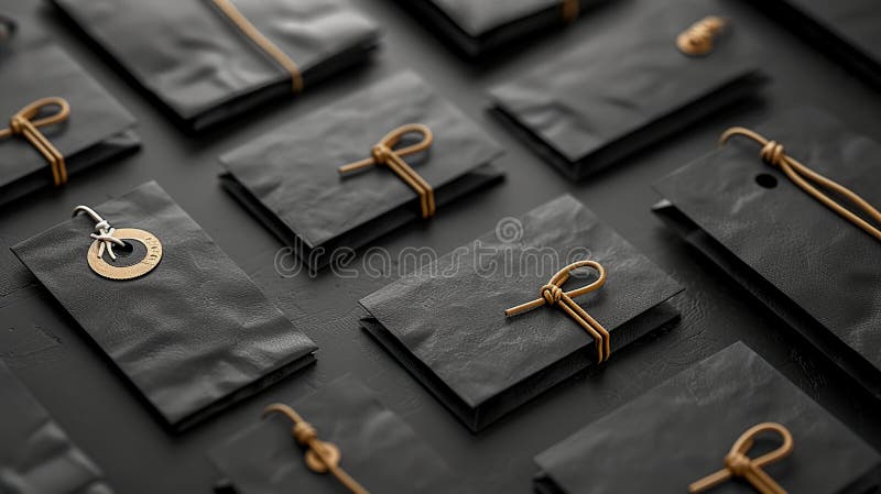 Black Envelopes with Gold String Stock Illustration - Illustration of ...