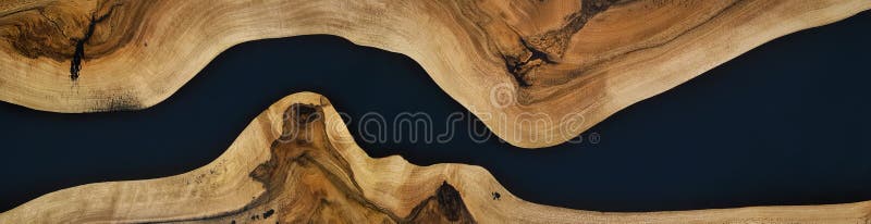 Black Epoxy Resin Panel with Walnut Stock Image - Image of exotic ...
