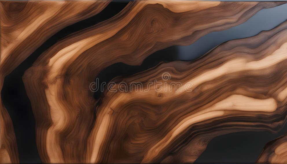 Black Epoxy Resin Panel with Walnut, Texture for Design Stock ...