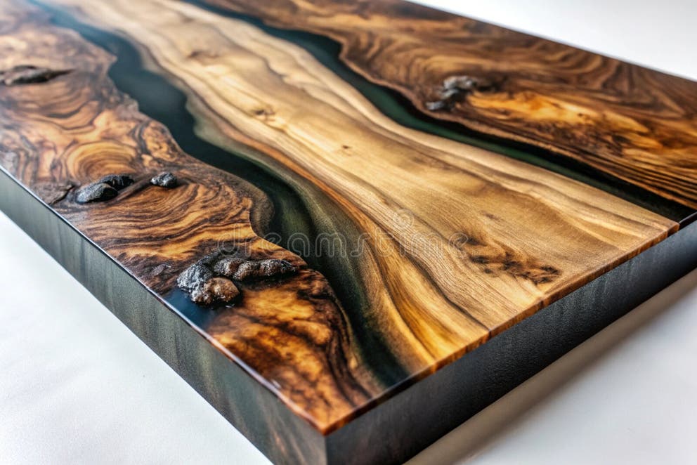Black Epoxy Resin Panel with Walnut, Texture for Design Stock ...