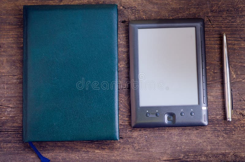Black Ereader with Notebook and Ink Pen Stock Photo - Image of closeup ...