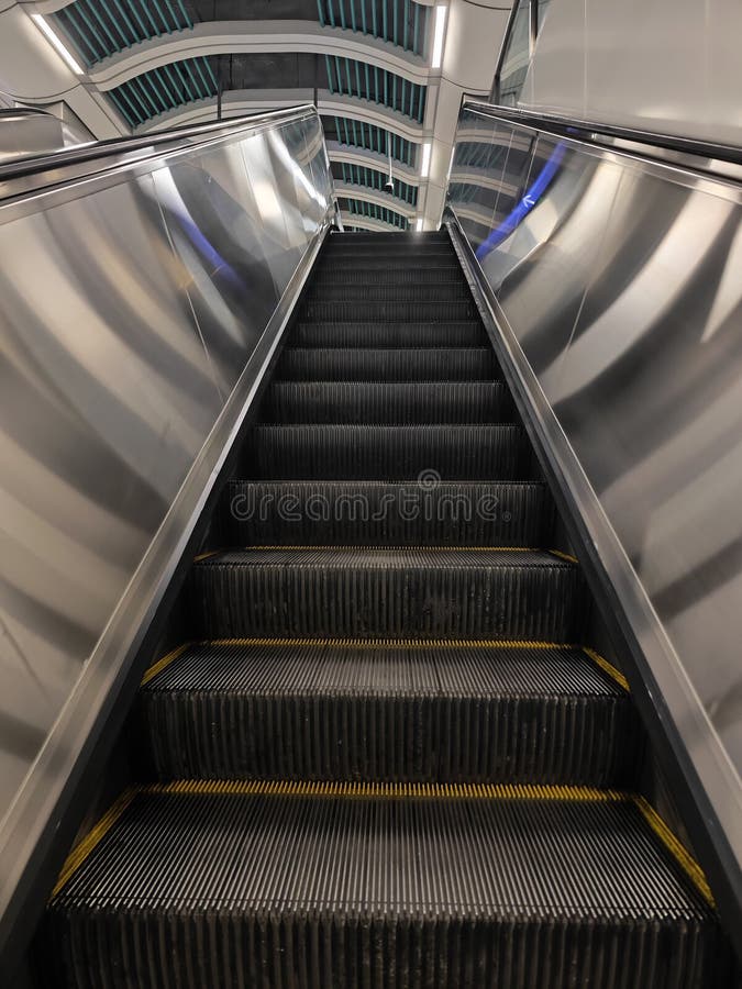 Black Escalator with Stainless Handrail Stock Image - Image of ...